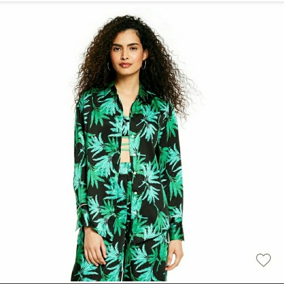 Fe Noel | Tops | Fe Noel X Target Womens Palm Print Long Sleeve Button ...